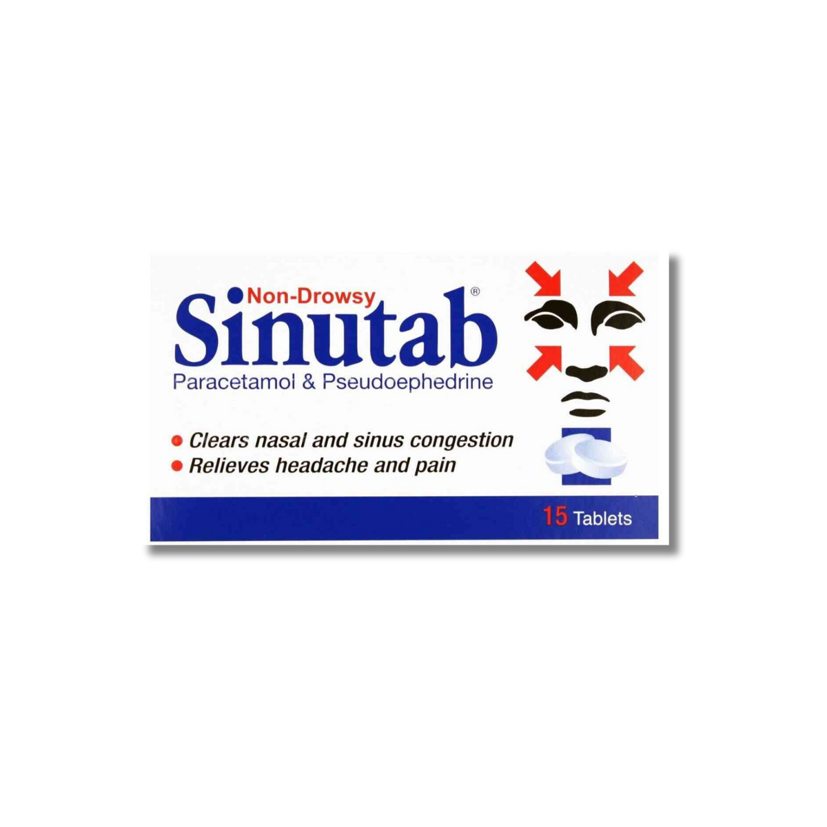 Sinutab Non-Drowsy Congestion Relief - 15 Tablets | Pharmacy Prime